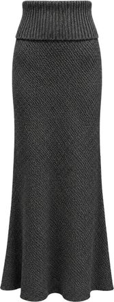 Akep Jupe Longue Maille C&ocirc;tel&eacute;e - Femme - Jupes - Gris - Taille: 40 FR