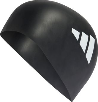 adidas Unisex ADIDAS Adults 3-Stripes Swim Cap, Black/White, One Size