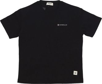 CAT Schwarzes V-Ausschnitt T-Shirt mit Logo - - Tops - Herren - Schwarzk - XL