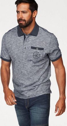 Man's World Poloshirt Kurzarm, Regular Fit, melierte Struktur, Rundhalsausschnitt