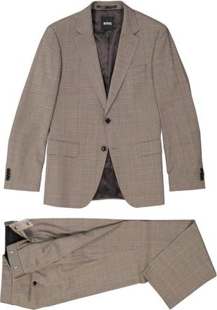 HUGO BOSS Herren Anzug beige Schurwolle kariert Slim Fit