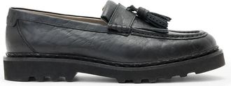 AllSaints Skiff - Loafer in Schwarz mit Narbung und Quasten