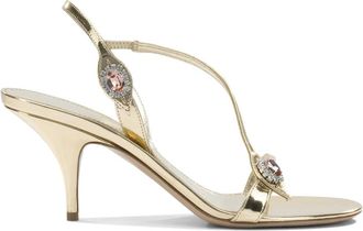 Ferragamo Femme, Chaussures, Jaune, Taille: 35 1/2 EU Sandales Orn&eacute;es de Cristaux