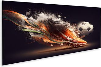 Islandburner Bild auf Leinwand Fußballspiel Werbung Poster Grafik Kunst Kreativ Professionell Sport Stiefel Kic Bilder Wandbilder Poster JEMT-Pano