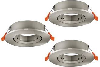 Eglo 3er Set Einbaustrahler Barranco, Spot Deckenleuchte schwenkbar, runder Einbauspot ohne Leuchtmittel, Deckenstrahler aus Kunststoff in Silber, GU10 Fas