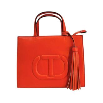 Twinset Femme, Sacs, Orange, Taille: ONE Size Sac &agrave; main en similicuir avec poign&eacute;e sup&eacute;rieure et fermeture &eacute;clair
