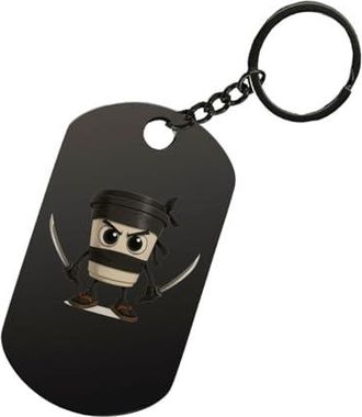 Generic Porte-cl&eacute;s en acier inoxydable avec inscription &laquo; Cappuccino Assassino Italian Brainrot &raquo;