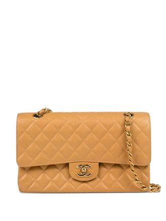 Chanel sac porté épaule Classic Double Flap médium (2002) - Tons neutres
