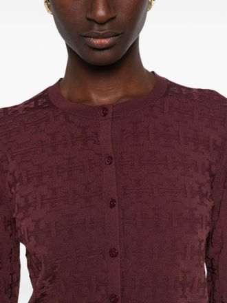 Tory Burch Jacquard Knit Cardigan - Burgundy