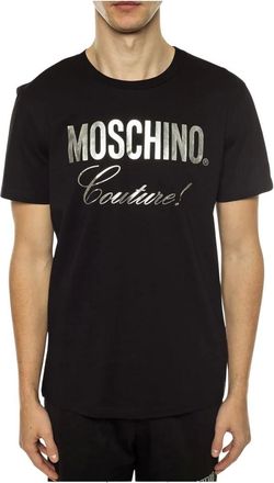Moschino Homme, Tops, Noir, Taille: S T-shirt en coton avec logo imprim&eacute;