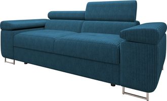 Mirjan24 Sofa Torezio Cord II mit Einstellbare Kopfstützen, Zweisitzer Polstersofa, Füße aus Metall Chrom, Sofagarnitur, Wohnlandschaft, Couchgarnitur (Poso 05