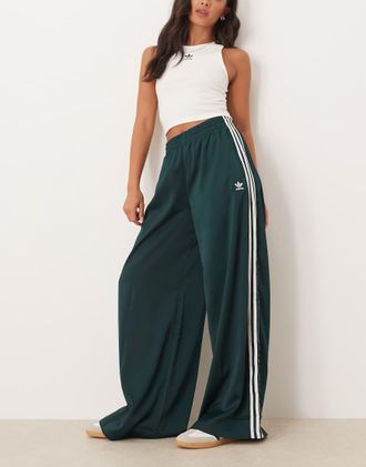 adidas Originals Pantalon de jogging ample en satin - Vert