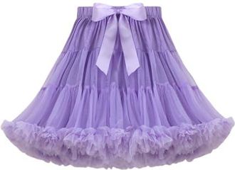 Generic Jupe Paillette Femme Halloween Carnaval Costume Princess Dance Jupe Fille Petticoat en Tulle Taille &Eacute;lastique Poches Plaqu&eacute;es Confort Extensible Vetem