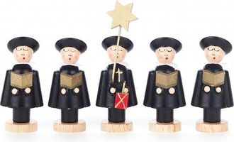 Dregeno Seiffen eG Dregeno Erzgebirge - Kurrendefiguren Sterntr&auml;ger und 4 S&auml;nger mit Buch schwarz