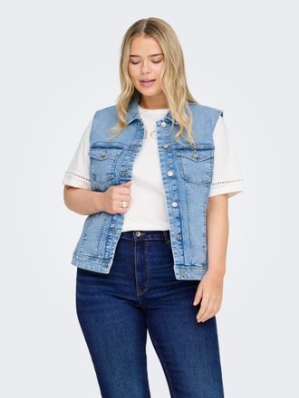 Only Carmakoma Jeansweste ONLY CARMAKOMA CARWESPA WEST DNM PIM619 NOOS, Damen, Gr. 44, blau (light blau denim), Denim/Jeans, Obermaterial: 79% Baumwolle, 20% Polyest