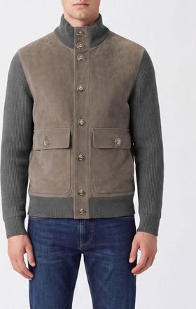 Brunello Cucinelli Bomberjacke aus Wildkalbsleder mit Strickdetails