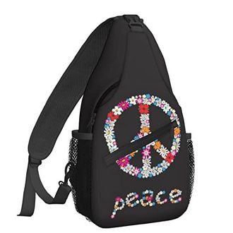 Generic Symbole Floral De La Paix Printani&egrave;re Sac Poitrine Multifonctionnel Pochette Epaule Pratique Sacoche Bandouliere Pour Randonn&eacute;e Shopping Camping