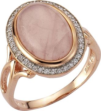 Zeeme Gemstones Ring Silber 925 ros&eacute;-vergoldet mit echtem Rosenquarz und Zirkonia