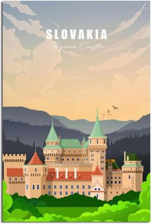 Generic Leinwand Poster Slovakia Bojnice Castle Vintage Reise Poster Retro Wand Kunst Zimmer Dekor Home Dekoration Ungerahmt 30x45cm
