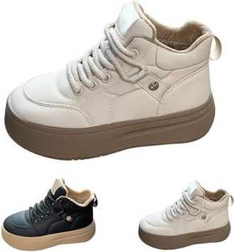 Generic Chaussures de sport d&eacute;contract&eacute;es pour femme - Chaudes et douces - &Agrave; lacets - Antid&eacute;rapantes - Absorption des chocs - Chaussures de course avec soutie