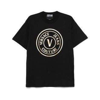 Versace Jeans Couture Schwarzes Rundhals-T-Shirt - - Tops - Herren - Schwarzk - XS