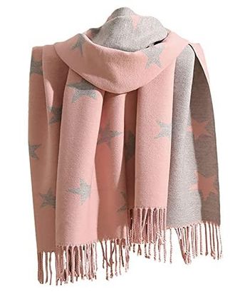 GFM Ch&acirc;le tr&egrave;s doux en texture cachemire pour lautomne et lhiver - &Eacute;toiles -Strshl-hlglb-light Pink