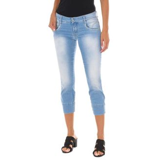 Met Met, Femme, Jeans, Bleu, Taille: W28 Pantalon Capri Stretch Effet Us&eacute;