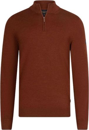 Cavallaro Pull Col Roul&eacute; Demi-Zip en M&eacute;rinos - Homme - Pulls - Rouge - Taille: XL