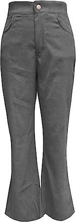 Generic Pantalon en velours c&ocirc;tel&eacute; pour femme, coupe ajust&eacute;e, &eacute;l&eacute;gant, &eacute;vas&eacute;, taille haute, pantalon de loisirs, long, l&eacute;ger, confortable, pantalon de relaxat