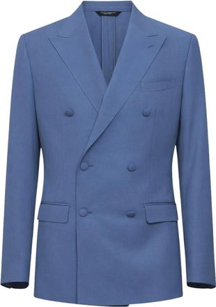 Dolce & Gabbana Homme, Vestes, Bleu, Taille: L Veste crois&eacute;e en popeline de laine