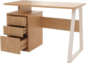 Hhg neuwertig] Schreibtisch 903, Bürotisch Computertisch Arbeitstisch, Schublade, Melamin Holz, 77x118x58cm ulme natur