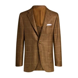 Kiton Natural Blend Karierte- einreihige Jacke - - Jackets - Herren - Braun - L