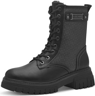 s.Oliver Damen Winterstiefeletten zum Schnüren Gefüttert Vegan, Schwarz (Black Comb.), 38 EU