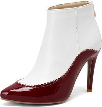 Generic Chaussures dhiver tendance pour femme avec bout pointu et talon aiguille et fermeture &eacute;clair dans le dos, rouge vin, 38.5 EU