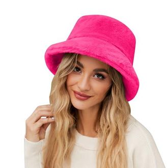 Generic Chapeau de p&ecirc;cheur de couleur unie pour femmes, automne et hiver, chapeau dhiver d&eacute;contract&eacute;, rose vif, Taille unique