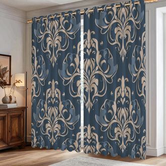 Generic Verdunkelungsvorh&auml;nge mit Blumenmuster, traditionell, elegant, geschwungene Kurven, maschinenwaschbar, lichtblockierende Vorh&auml;nge f&uuml;r Schlafzimmer, Ki