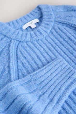 Next Rundhalspullover Gerippter Rundhals-Pullover aus Wollgemisch (1-tlg)