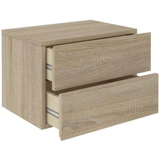 IDIMEX Chevet suspendu florent, en m&eacute;lamin&eacute; d&eacute;cor ch&ecirc;ne sonoma