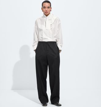 Bottega Veneta Pantalon en laine grain de poudre - Noir - Femme - 36