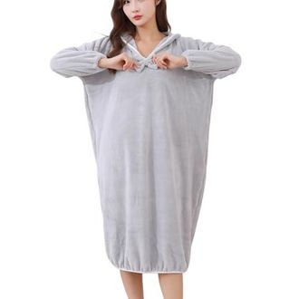 Generic Peignoir de bain confortable à capuche texturé pour femme - Peignoir de luxe absorbant en peluche pour femme, tissu éponge chaud, doux et à séchage ra