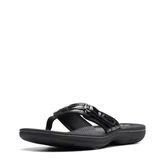 Clarks Damen Breeze Sea Flipflop, Schwarz-schwarzer Lack, 39.5 EU