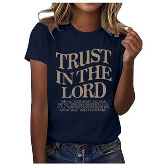 Generic Trust in The Lord Hauts pour femmes graphique 2025 coupe ample t-shirt mignon lettre t-shirt d&eacute;contract&eacute; sortie religieux tendance 2025 t-shirts solid