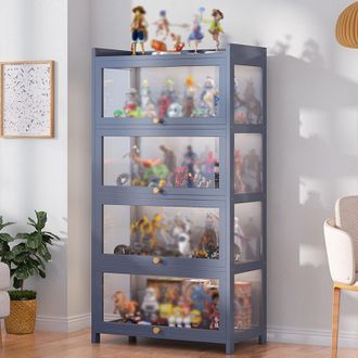 Generic Mehrstöckiger Vitrinenschrank, Durchsichtiger Kuriositätenschrank mit Acryltüren, Große Kapazität, for Schlafzimmer, Spielzimmer(Gray,60cm/23.6in)