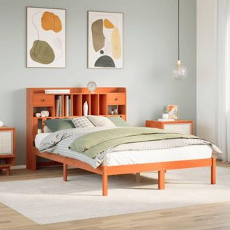 vidaXL Lit biblioth&egrave;que sans matelas cire marron 140x200 cm pin massif Vidaxl