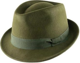 Classic Italy Chapeau Trilby Pliable, imperméable, Feutre Homme ou Femme Classic Trilby Pliable - Taille 58 cm - Olive