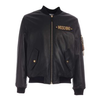 Moschino Schwarze Metal Logo Bomberjacke - - Jackets - Herren - Schwarzk - M