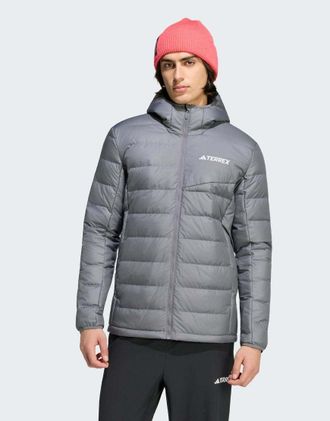 adidas Terrex doudoune l&eacute;g&egrave;re climawarm &agrave; capuche en gris four