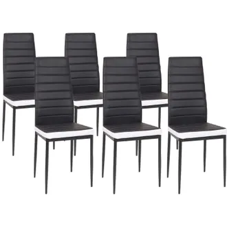 IDMarket Set Di 6 Sedie Da Pranzo Romane Nere Con Fascia Bianca