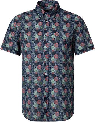 Bugatti Herren Kurzarmhemd blau Bauwolle