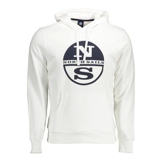 North Sails Homme, Sweatshirts et sweats à capuche, Blanc, Taille: 3XL Sweat à Capuche Blanc Manches Longues Imprimé